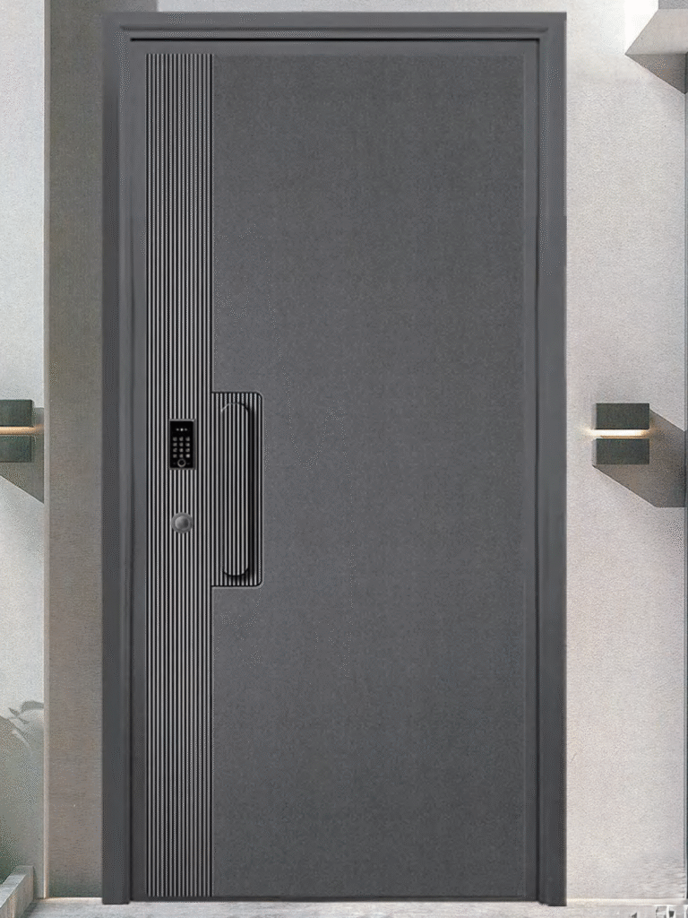 Saudi - Friendly Aluminum Armor Door: Vertical Texture + Smart Access ...